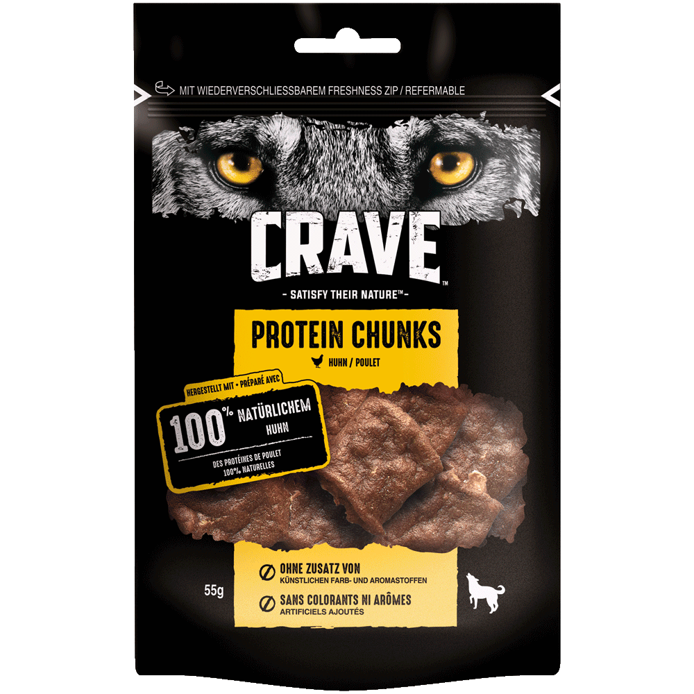 CRAVE™ Protein Chunks, Huhn, 55g | Snacks & Leckerlis